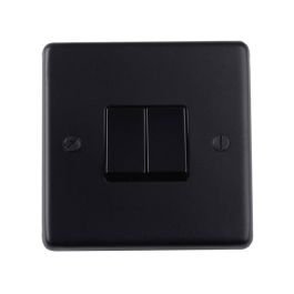 Eurolite Stainless Steel Matt Black 2 Gang 10 Amp Switch