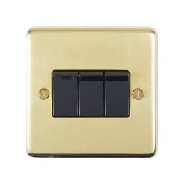 Eurolite Polished Brass 3 Gang Switch | More Handles